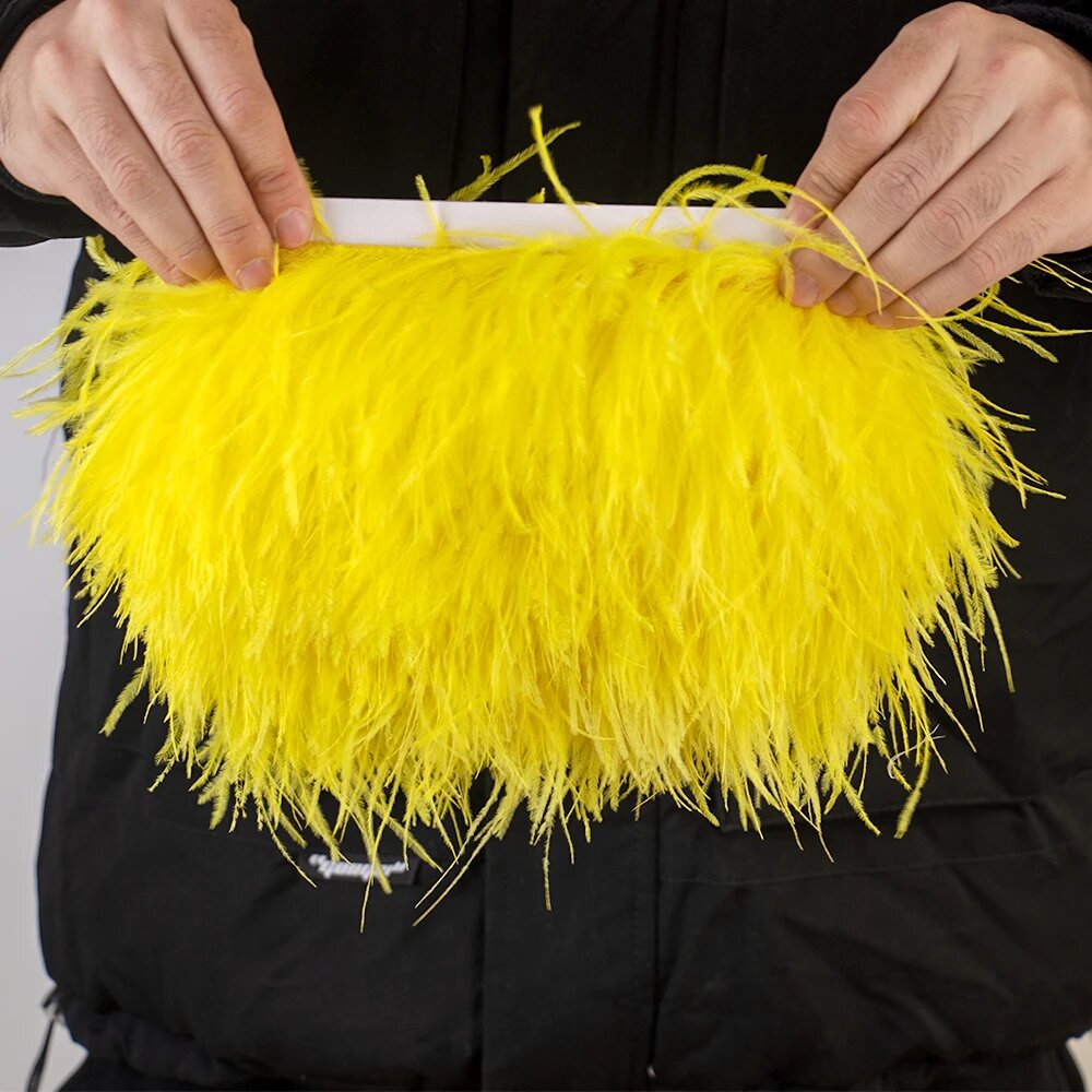 Бахрома из страусиных перьев LZA FENGJ королевского синего цвета Желтый, 10-15cm 1ply, yellow