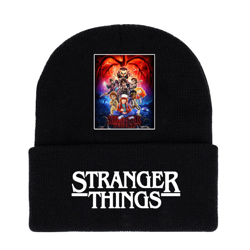 Stranger Things 4 Stranger Things юбилейная вязаная шапка с принтом бархатная шапка эластичная шапка Европейская и американская теплая шапка