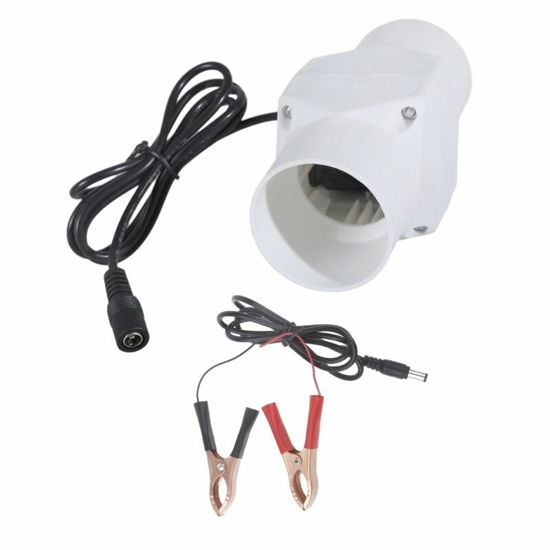 (1 компл.) 12В канальный вентилятор, внешний диаметр 50 мм, + кабель питания с зажимами для АКБ 46 мм