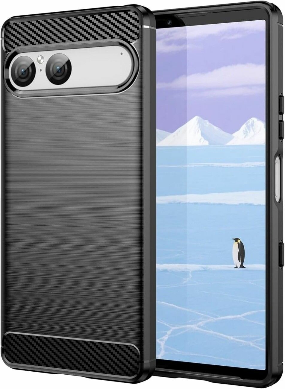 Чехол на Sony Xperia 10 VII (10-7) силиконовый карбон сталь чёрный