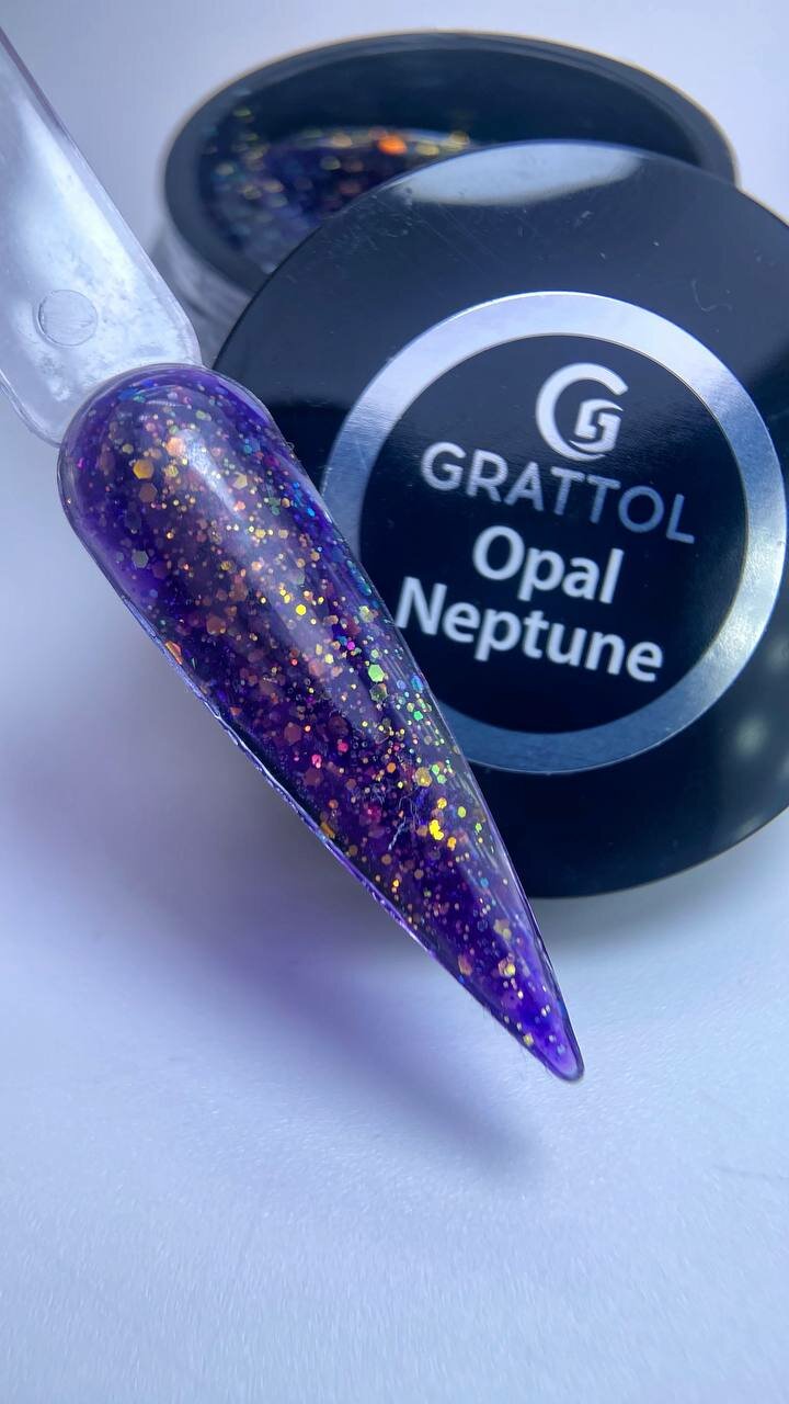 Гель для моделирования ногтей с блестками - Grattol Gel Opal Neptune, 15 мл