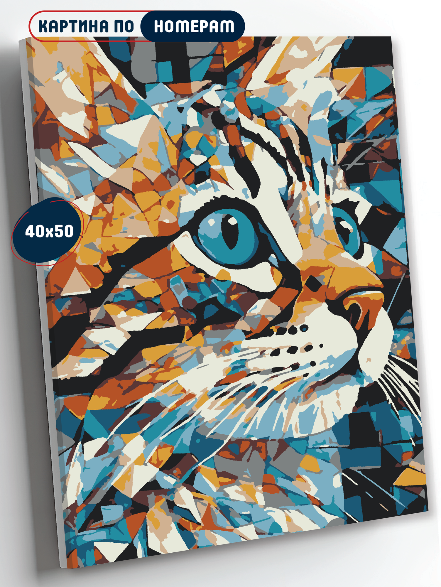 Картина по номерам "Абстрактный кот", Холст на подрамнике 40х50, набор для рисования