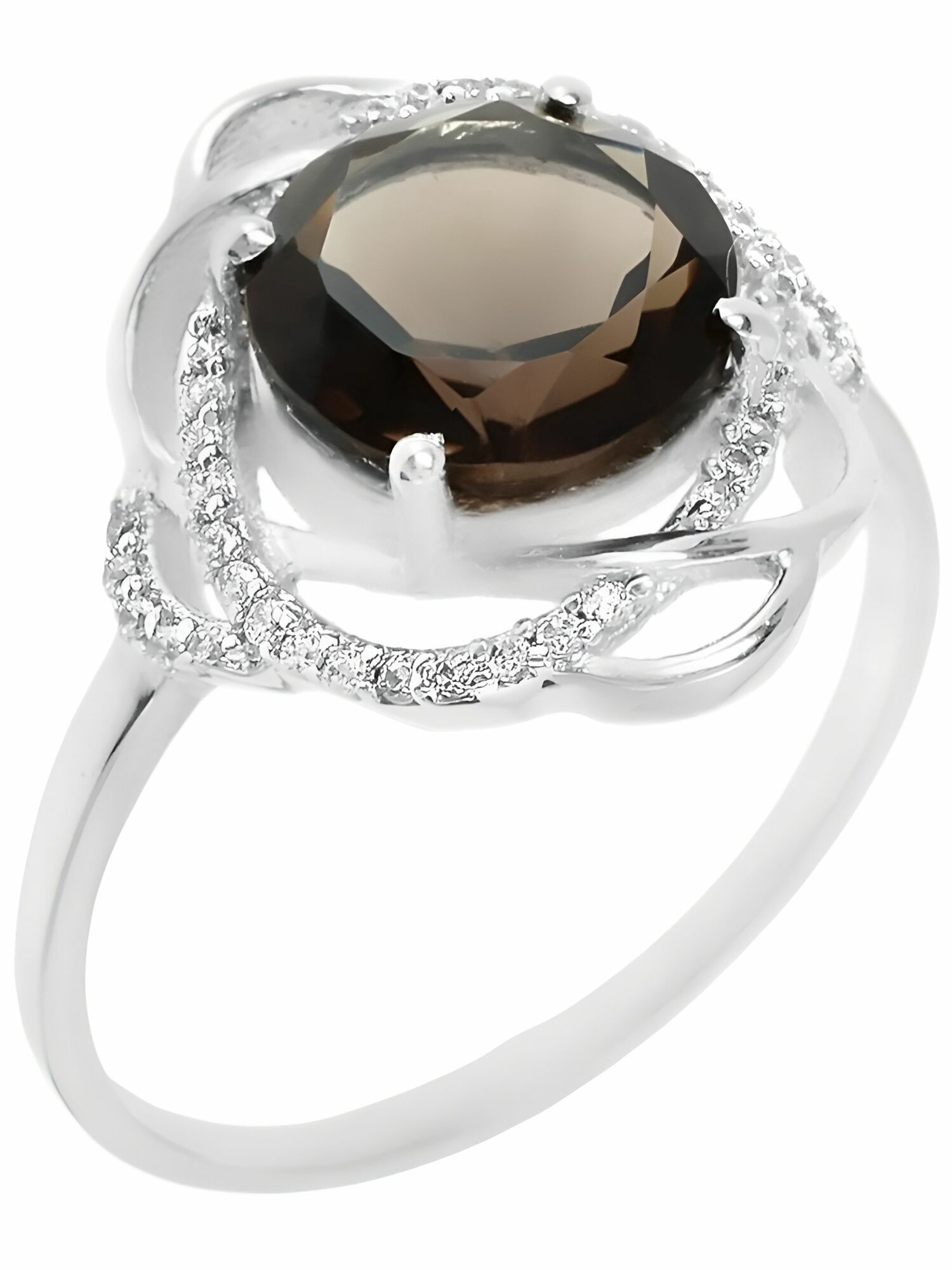 Кольцо тонкое, серебро, 925 проба, родирование, раухтопаз