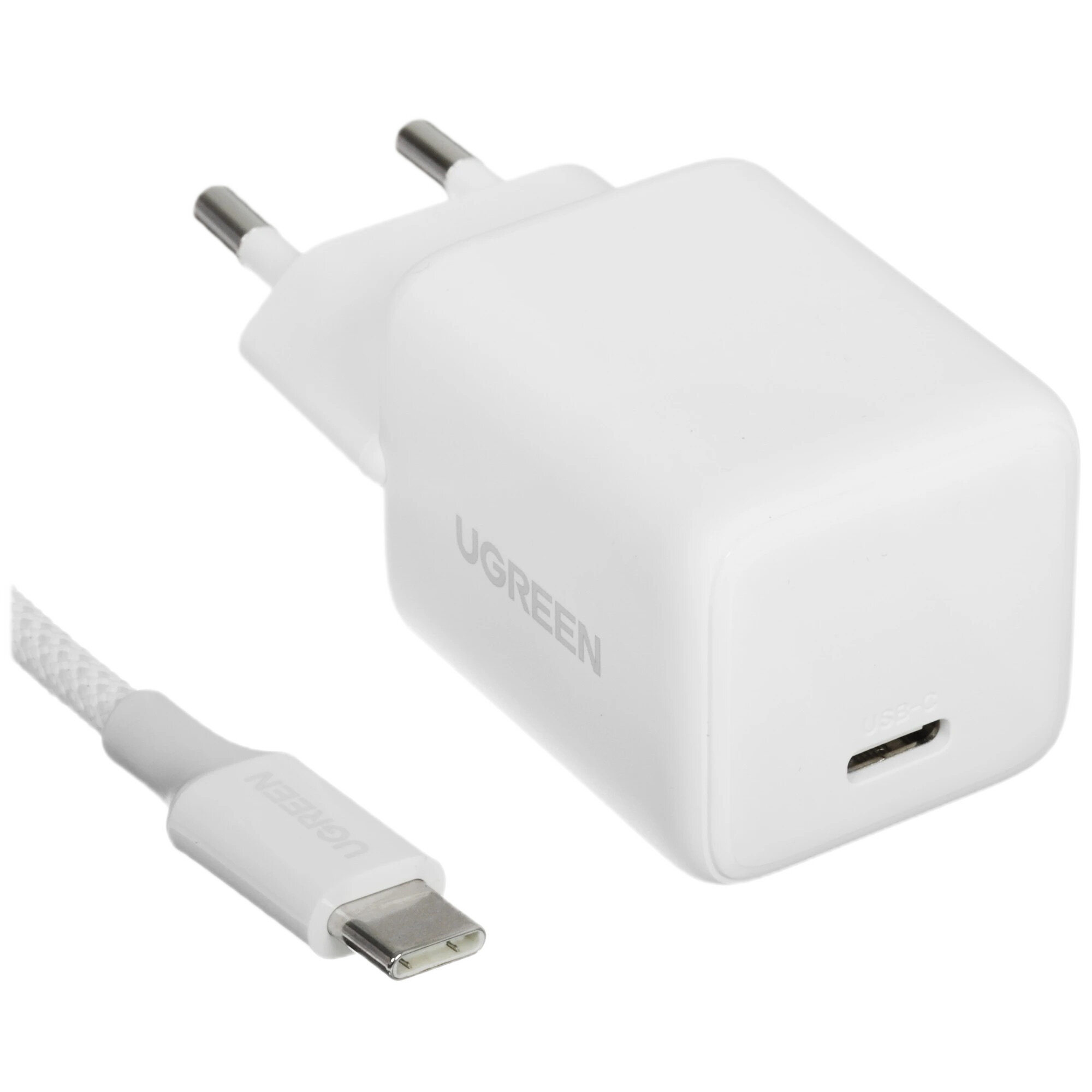 Сетевое зарядное устройство UGREEN X513 (65013) 30W USB-C GaN Fast Charger с кабелем USB-C-USB-C 1m Белый