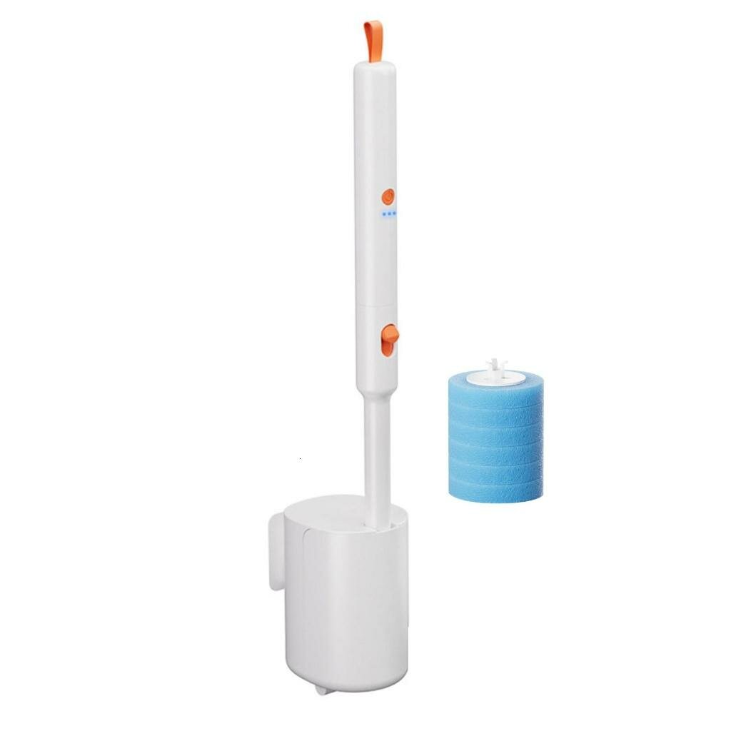 Электрическая щетка для унитаза настенная с вращающейся головкой, Оранжевый и белый