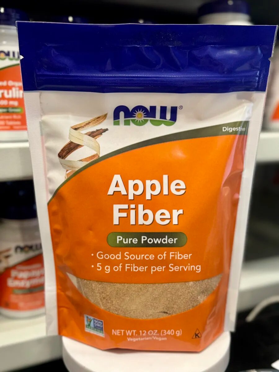 Яблочная клетчатка NOW "Apple Fiber", для пищеварения, кошерная, без ГМО, 340г