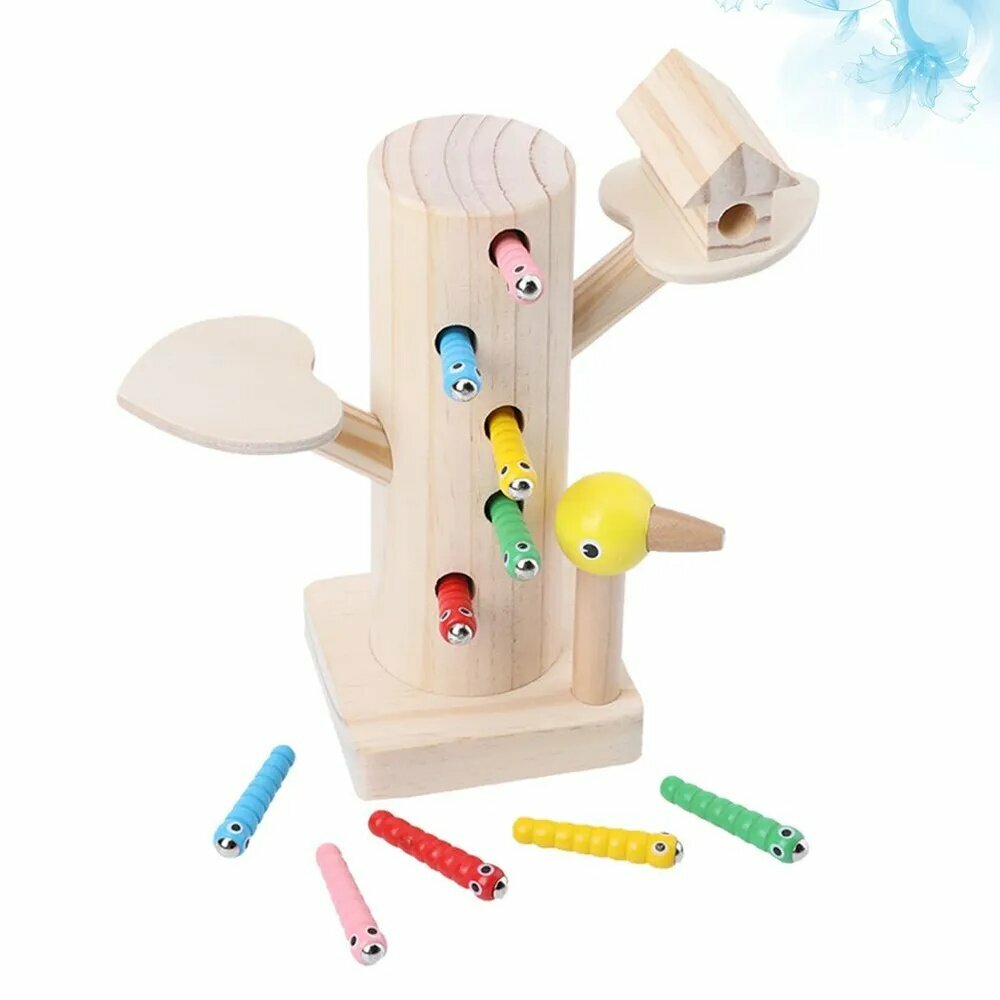 Игровой набор деревянных магнитных ловушек для червей для детского творчества