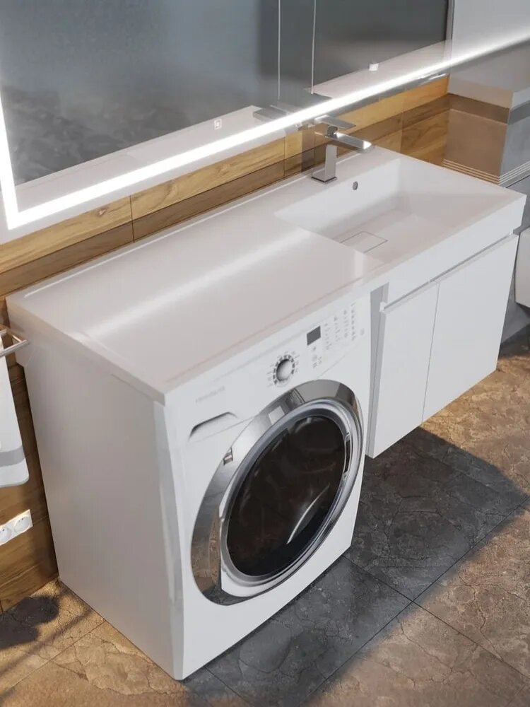 Раковина над стиральной машиной Uperwood Magenta, 120 см, правая