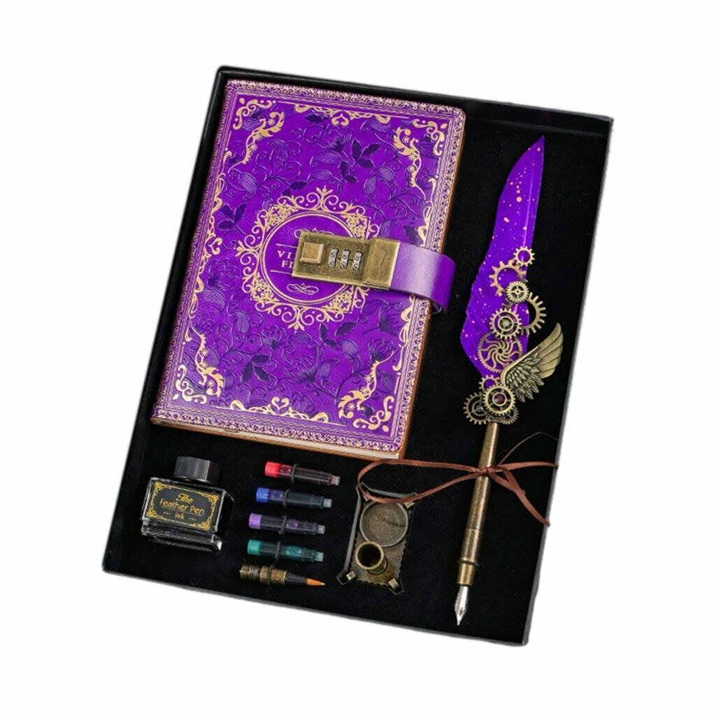 Дневник-блокнот и зонт с кодовым замком для детей, Фиолетовый