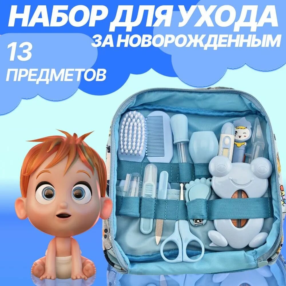 Набор для ухода за новорожденным маме и малышу (голубой)