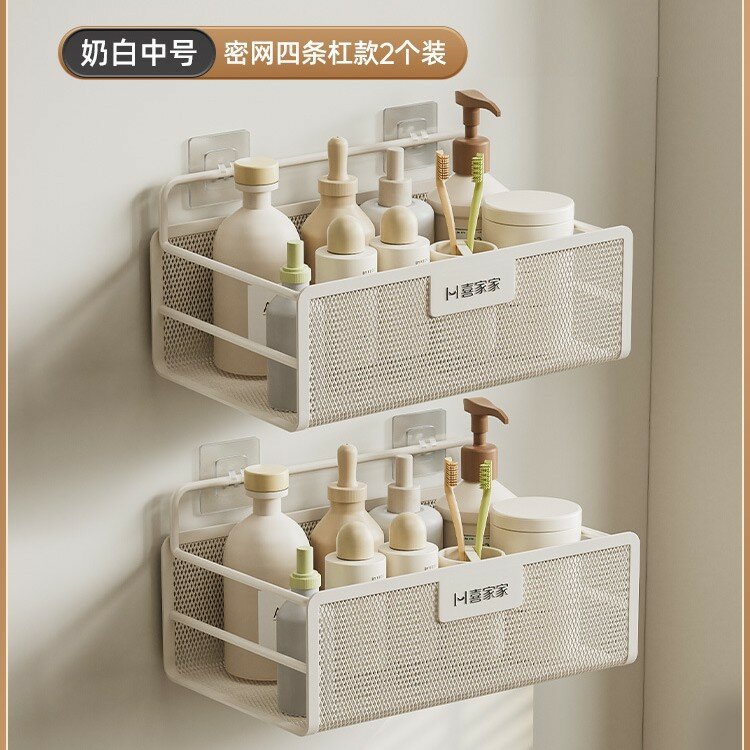 Стеллаж для хранения в ванной без сверления, настенный туалетный столик, настенный стеллаж для хранения с плотной сеткой и усиленной полкой