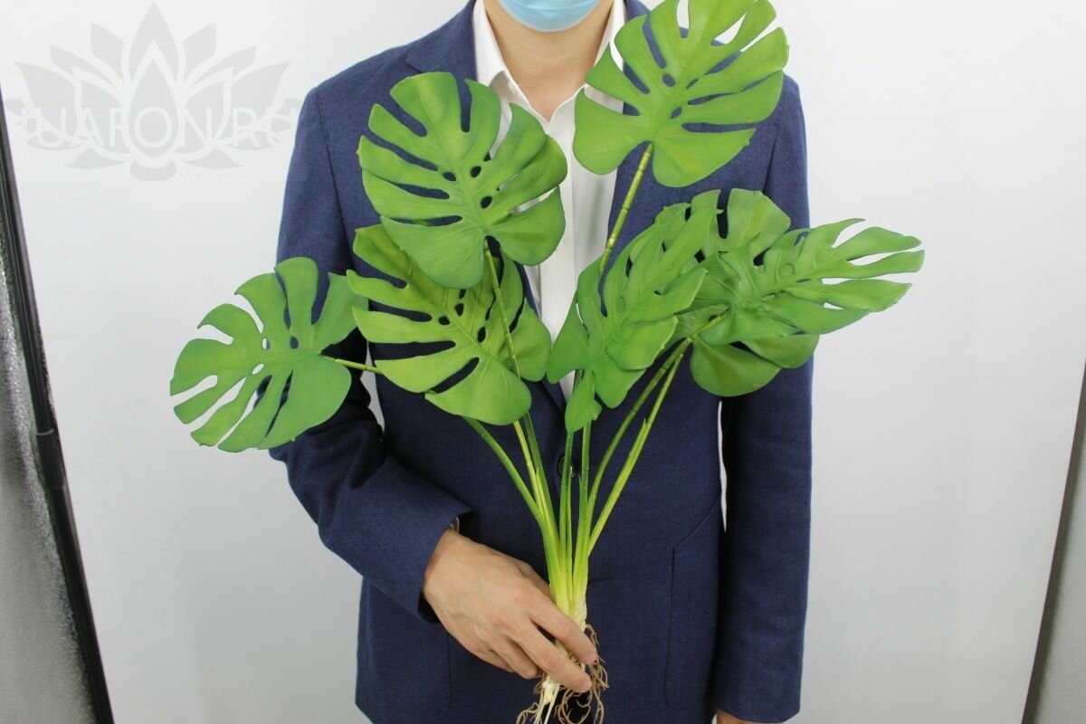 Искусственные цветы зелень для декораторов и фитостен Монстера силикон для кашпо 57см