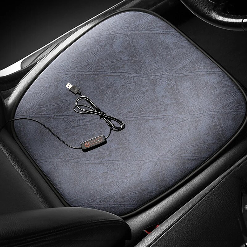 Зимняя универсальная грелка для автомобильных сидений, автомобильные чехлы для сидений с подогревом, плюшевые автомобильные грелки с подогревом, внутренняя защита для сидений, коврик с подогревом Gray