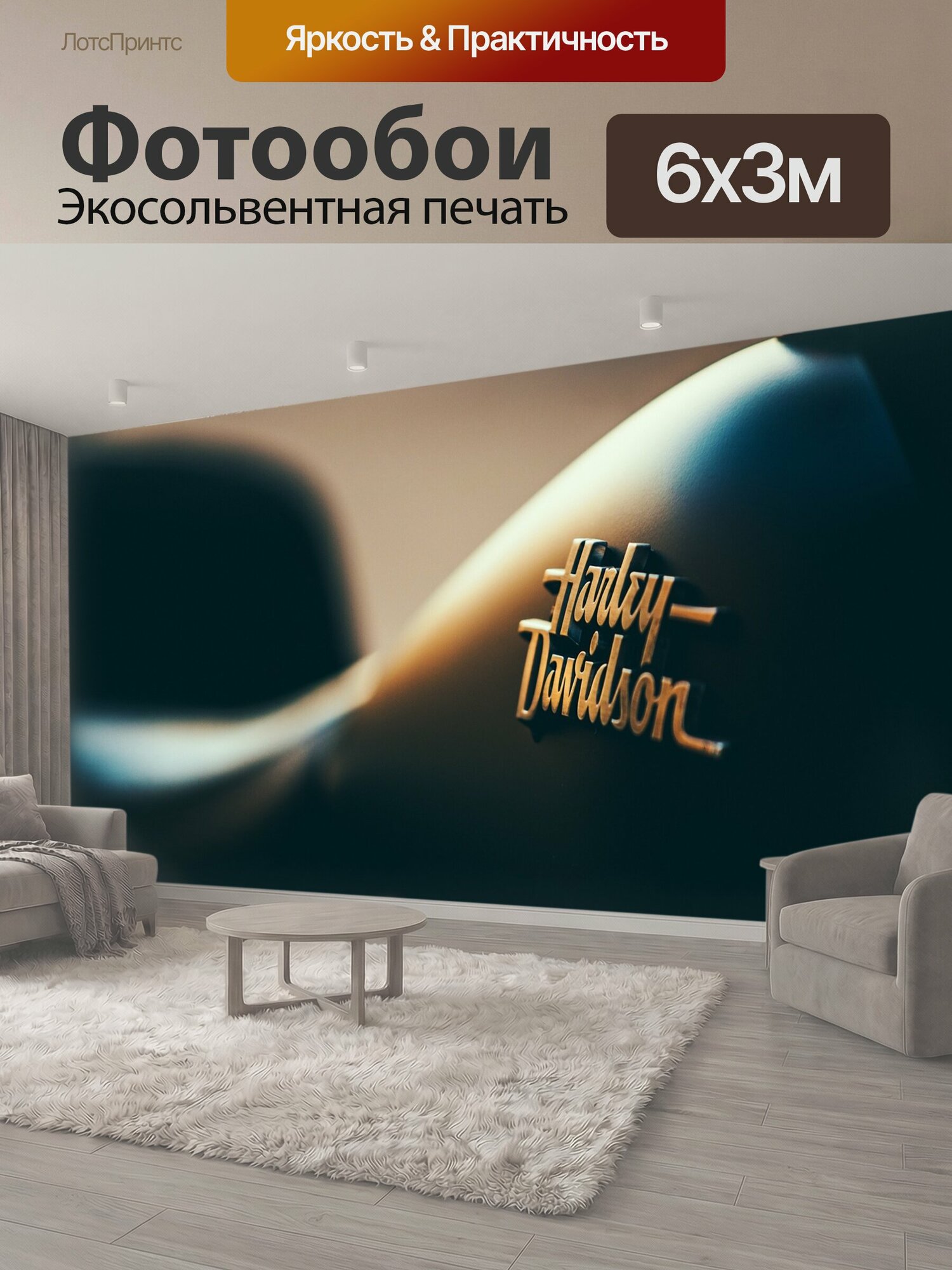 Фотообои "Харлей, дэвидсон, мотоцикл" 600x300 см. экосольвентная печать