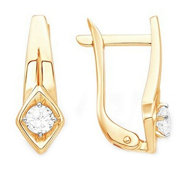 Серьги, красное золото, 585 проба, фианит