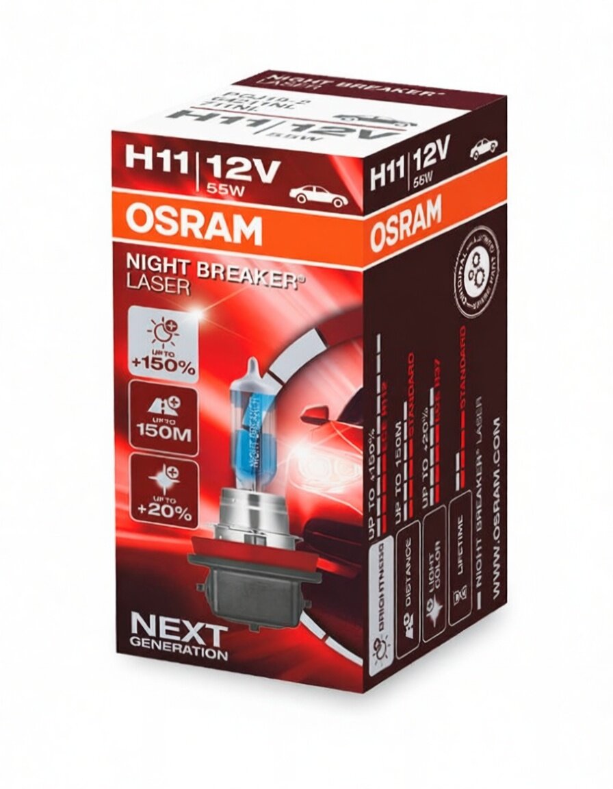 Лампа галогенная Night Braker Laser H11 12V 55W PGJ19-2 3800K 64211NL Osram арт. 64211NL