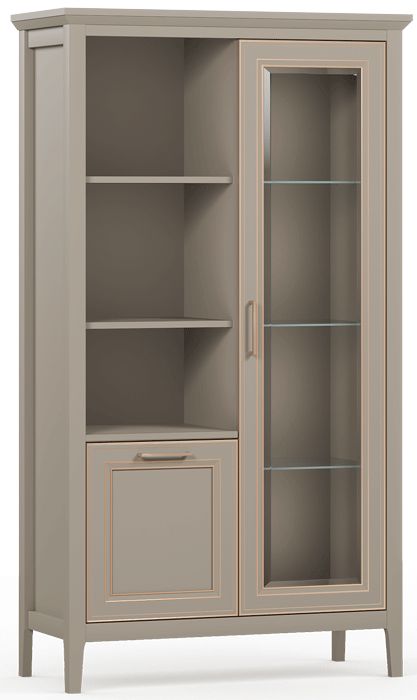 BRW Шкаф-витрина Классик/Classic REG1W1D Глиняный серый, Глиняный серый Глиняный серый, Глиняный серый