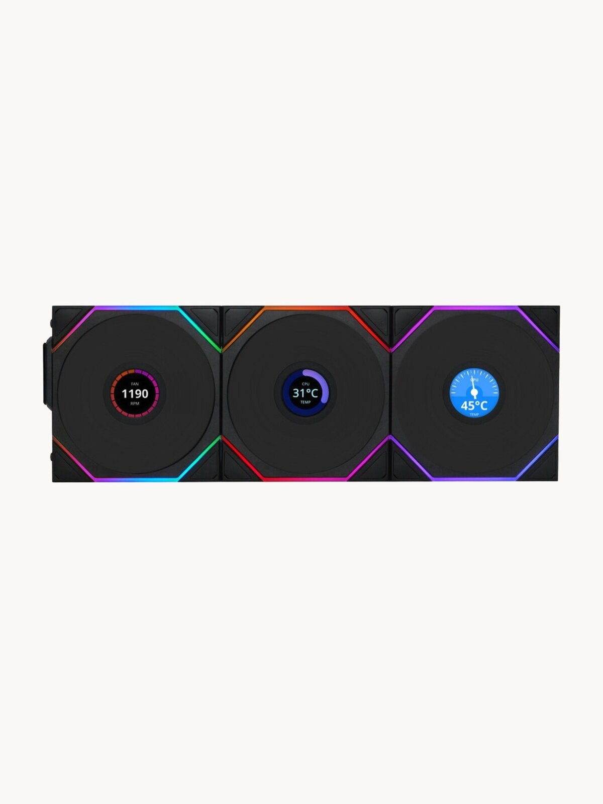 Комплект вентиляторов для корпуса Lian Li UNI FAN TL WIRELESS LCD 120 12TLLCD1W3B ARGB Black (G99.12TLLCD1W3B. R0)