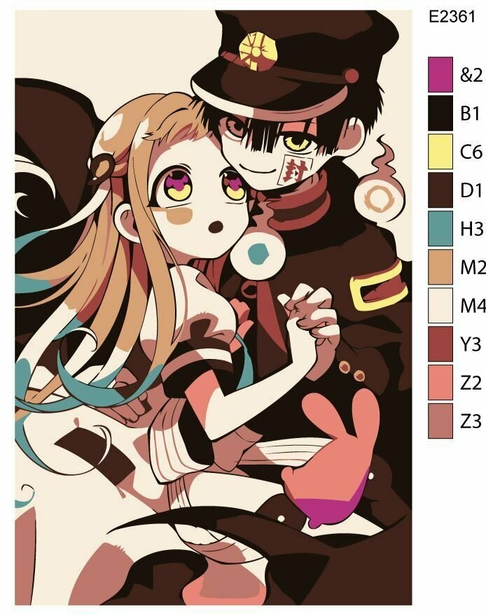 Детская картина по номерам E2361 "Аниме Туалетный мальчик Ханако. Ясиро Нэнэ и Ханако" 20x30