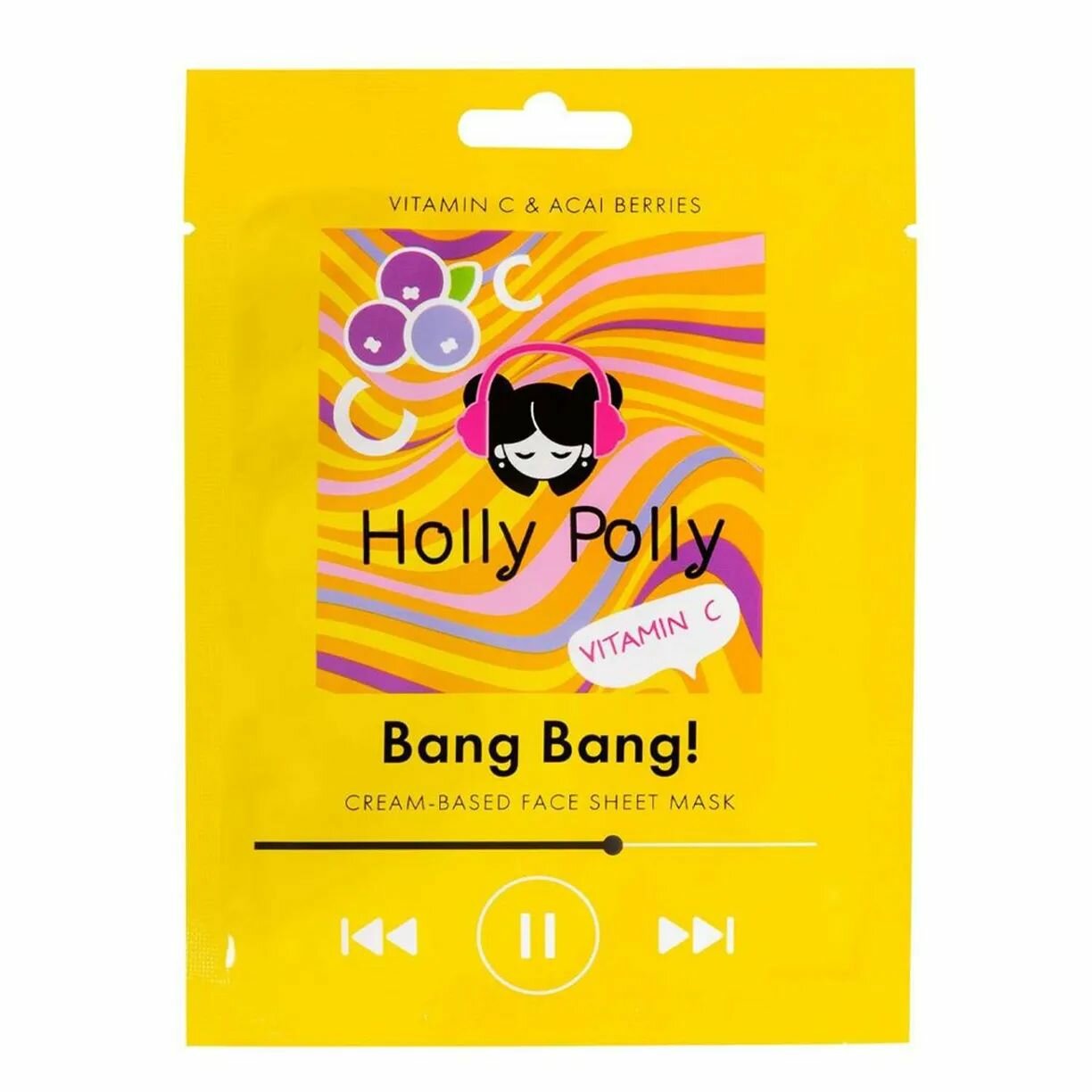 Тканевая маска для лица на кремовой основе Holly Polly Bang Bang! с Витамином С