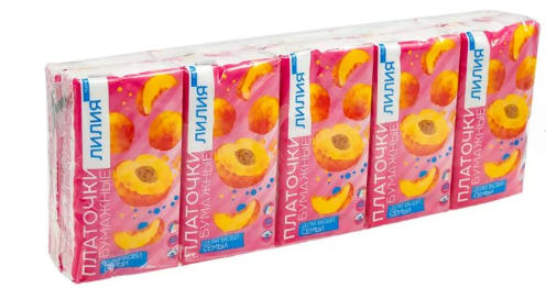 Бумажные платочки "Лилия", 10 шт, в ассортименте, без отдушки