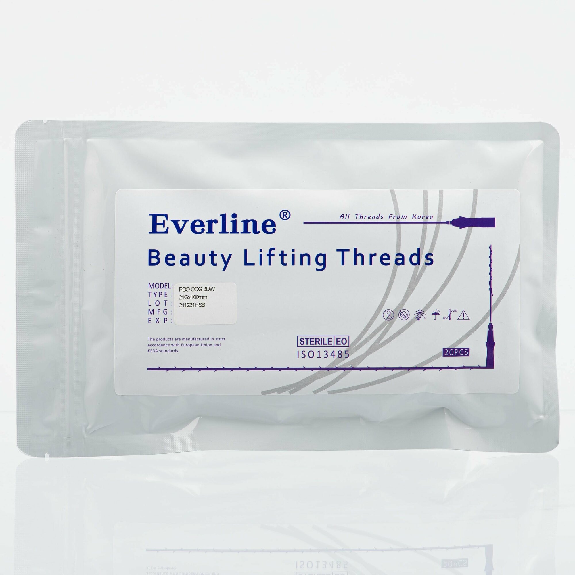 Мезонити для косметологии 2 шт/уп, 21Gx100mm (PDO COG 3DW), DIAMOND NANO NEEDLE