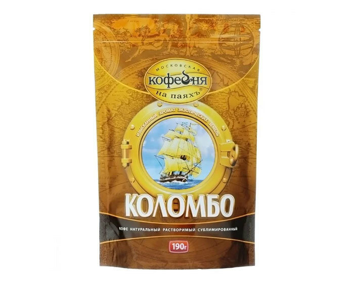 Растворимый кофе Московская Кофейня на паях "Коломбо", арабика, сублимированный, 190г