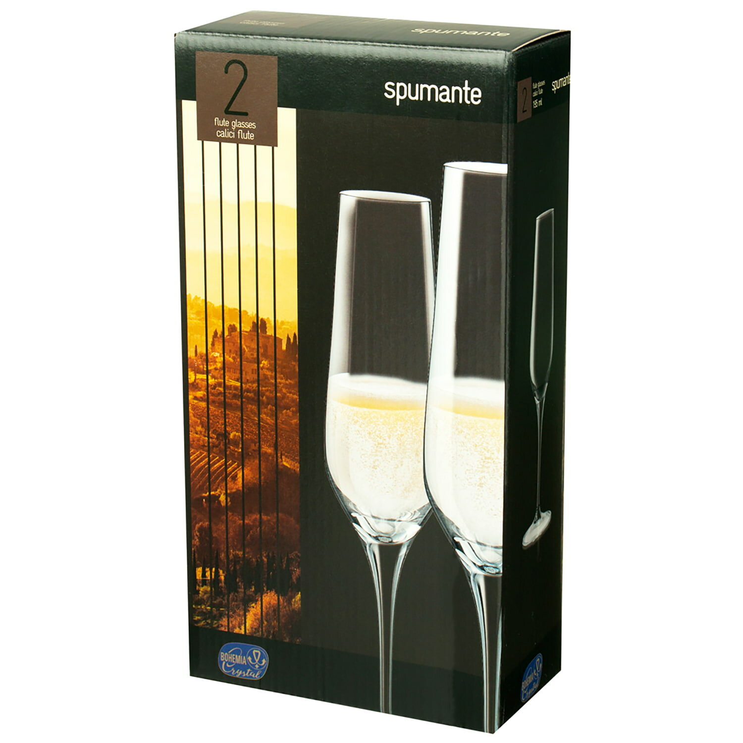 Набор бокалов для шампанского Bohemia Crystal Spumante из богемского стекла, 195 мл, 2 шт.