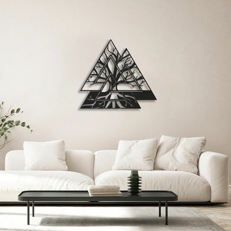 Декоративное металлическое панно, Абстракция Дерево (черный цвет)