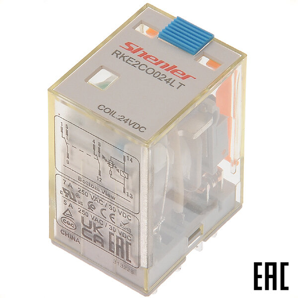 Реле промежуточное RKE2CO024LT, 24В DC, 7А, 2п (Shenler) (6 шт. в наборе)