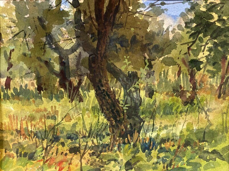 ART-Salon at Oktyabrskaya картина акварельная "Царицыно летом", 16,5х22 см, бумага/акварель