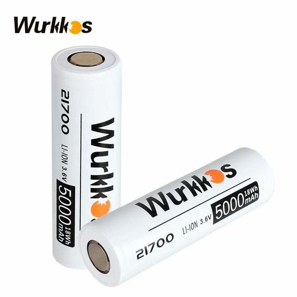 Аккумулятор для фонаря (2 шт) Wurkkos 21700 5000 mAh 3.7V / Литий-ионная батарея АКБ 21700 Li-ion 3.7В с емкостью 5000мАч