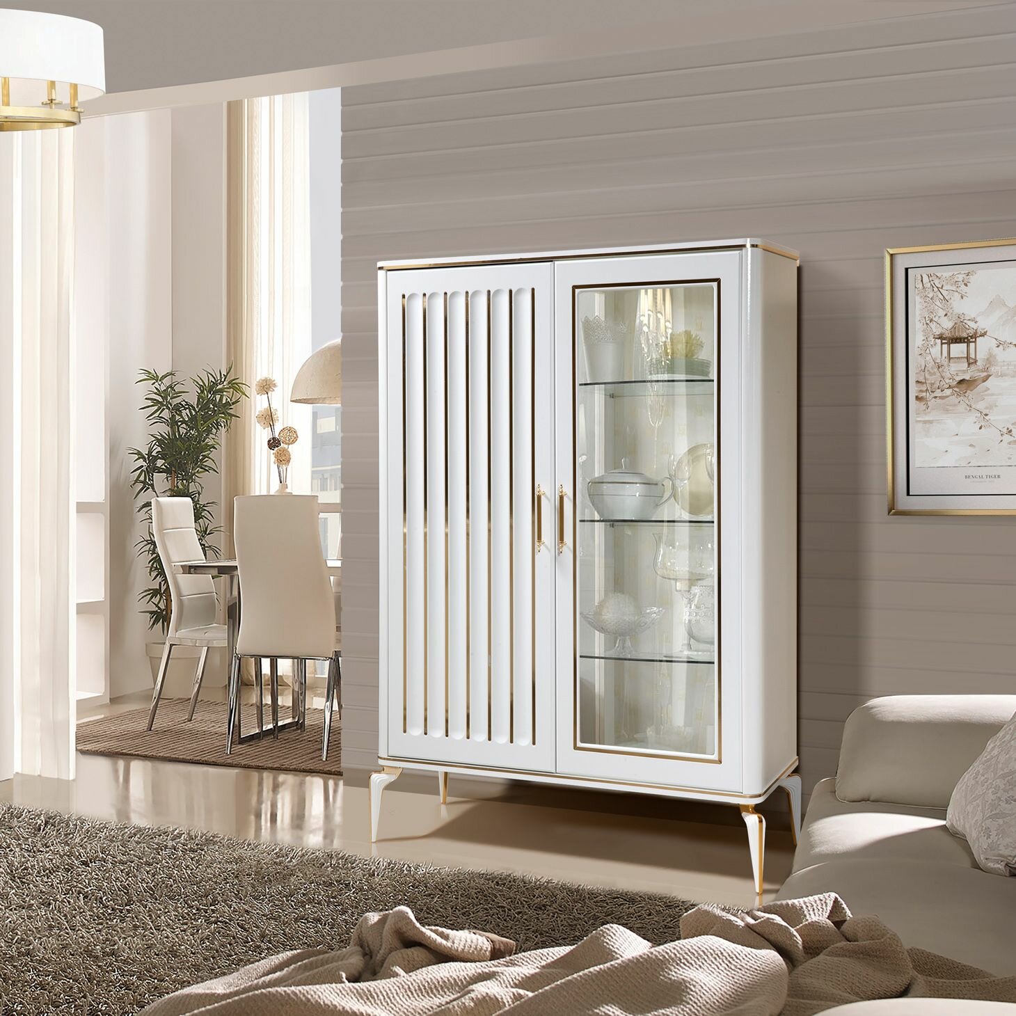 Шкаф-витрина 2-дверный Слониммебель Стамбул 5 белый