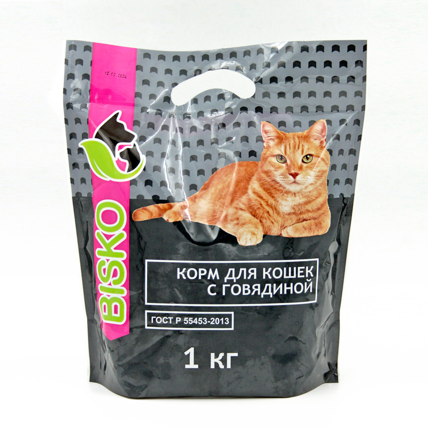 Сухой корм биско BISKO для взрослых кошек, с говядиной, 1 кг