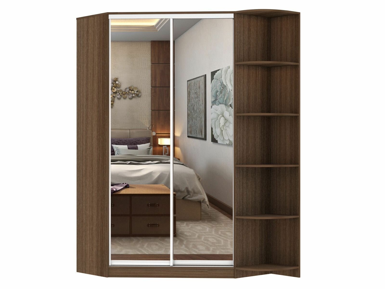 Шкаф угловой для одежды "Наполеон 2.5" 110/140х220х45, ясень шимо темный