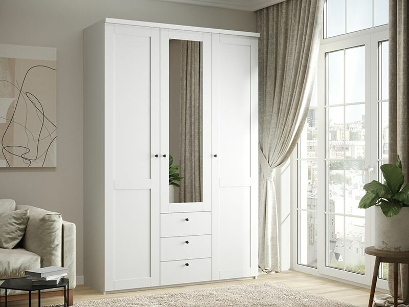 Шкаф распашной для одежды "Софти 8" 120х220х50, белый / белый матовый