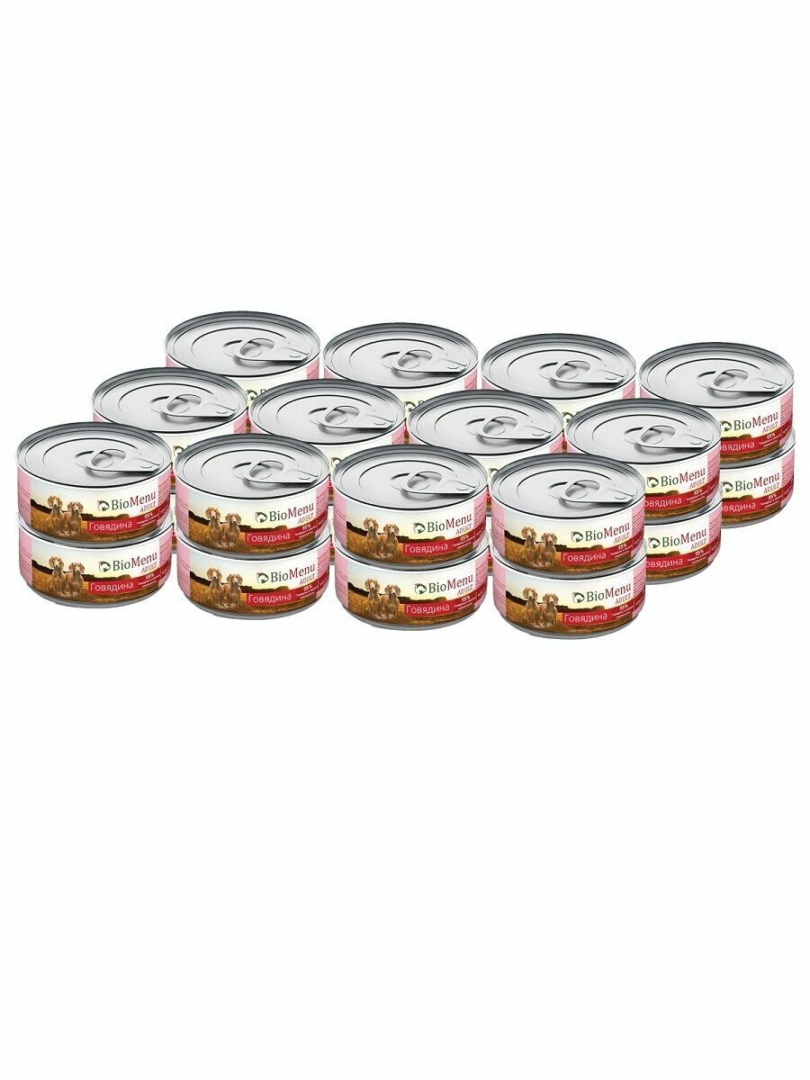 BioMenu ADULT Консервы для собак Говядина 95%-мясо 100г х 24 шт