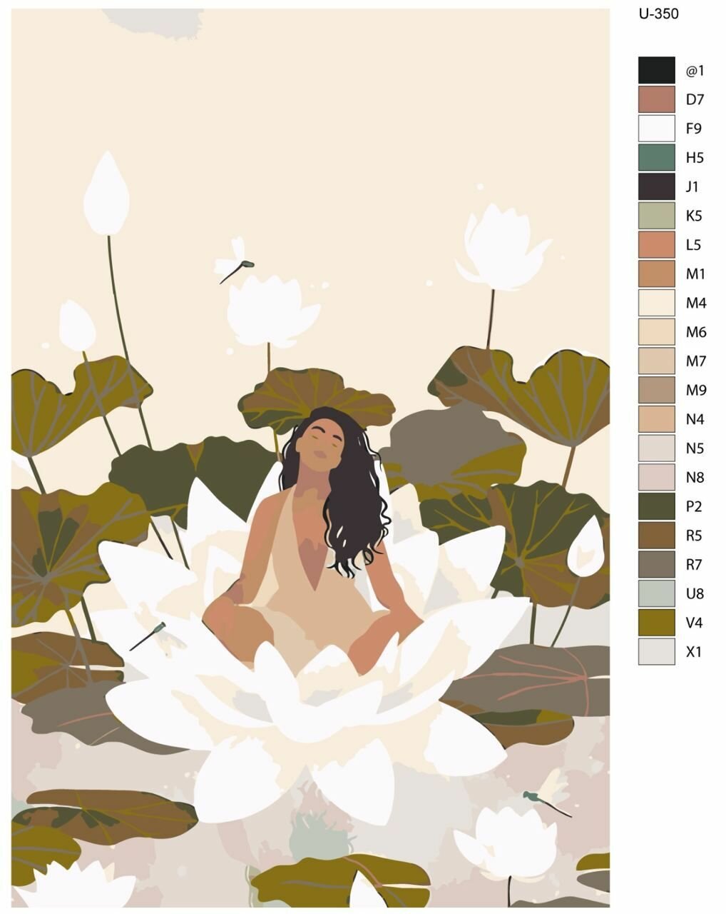 Картина по номерам U-350 "Таро, астрология. Падма Женщина в лотосе" 50x70 см