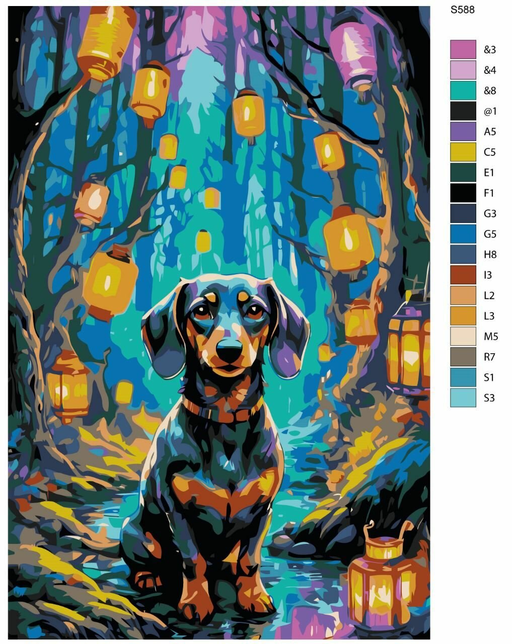 Картина по номерам S588 "Такса. Собака" 40x60 см