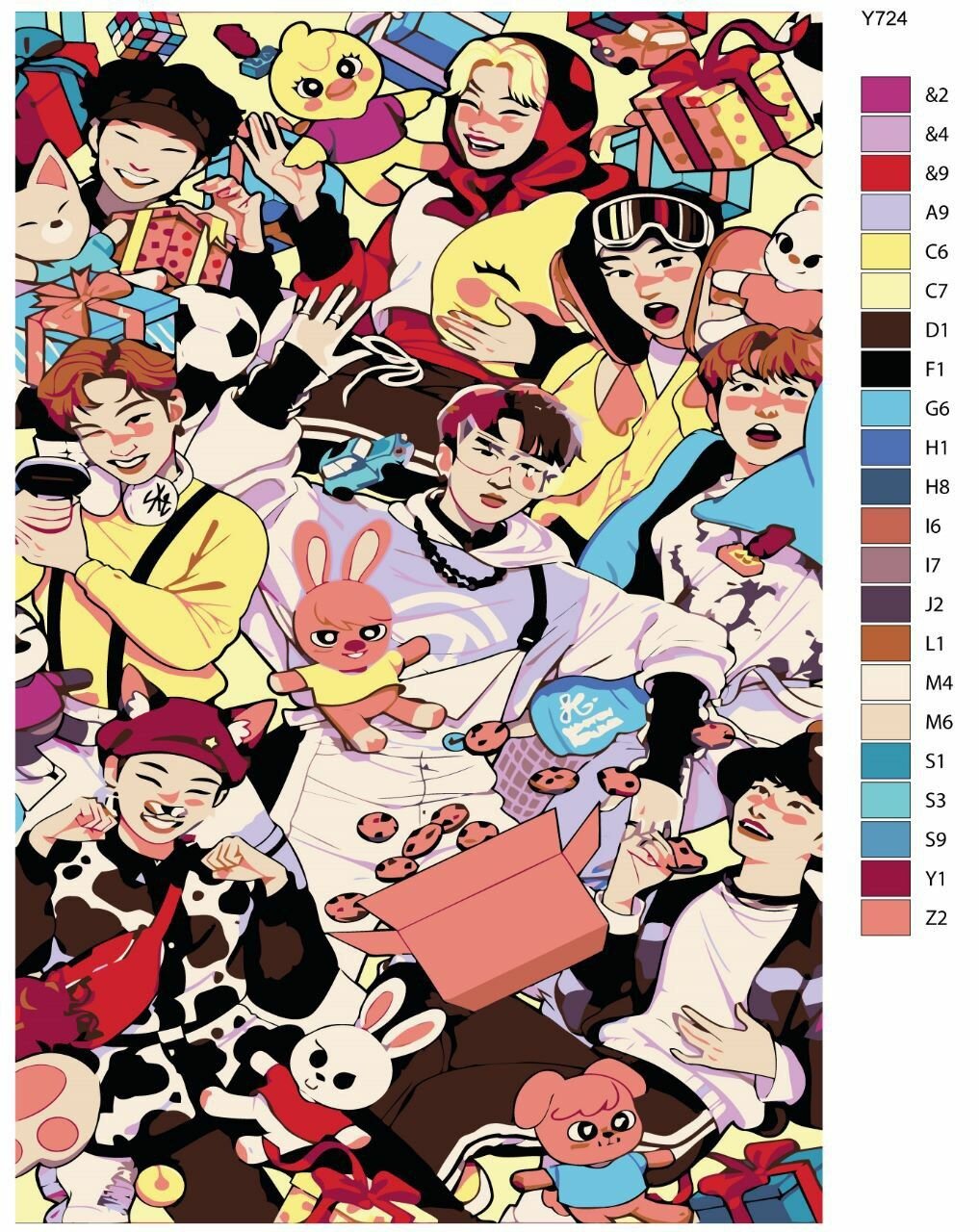 Картина по номерам Y724StrayKids "K-pop группа - Stray Kids (Стрей Кидс)" 40x60 см