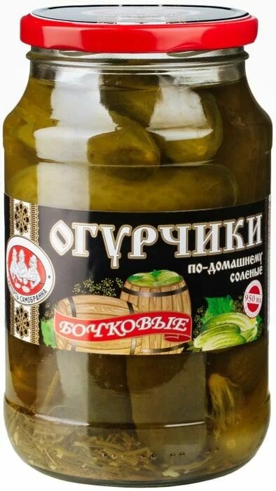 Огурцы соленые скатерть-самобранка Бочковые по-домашнему, 950мл x 3 упаковки