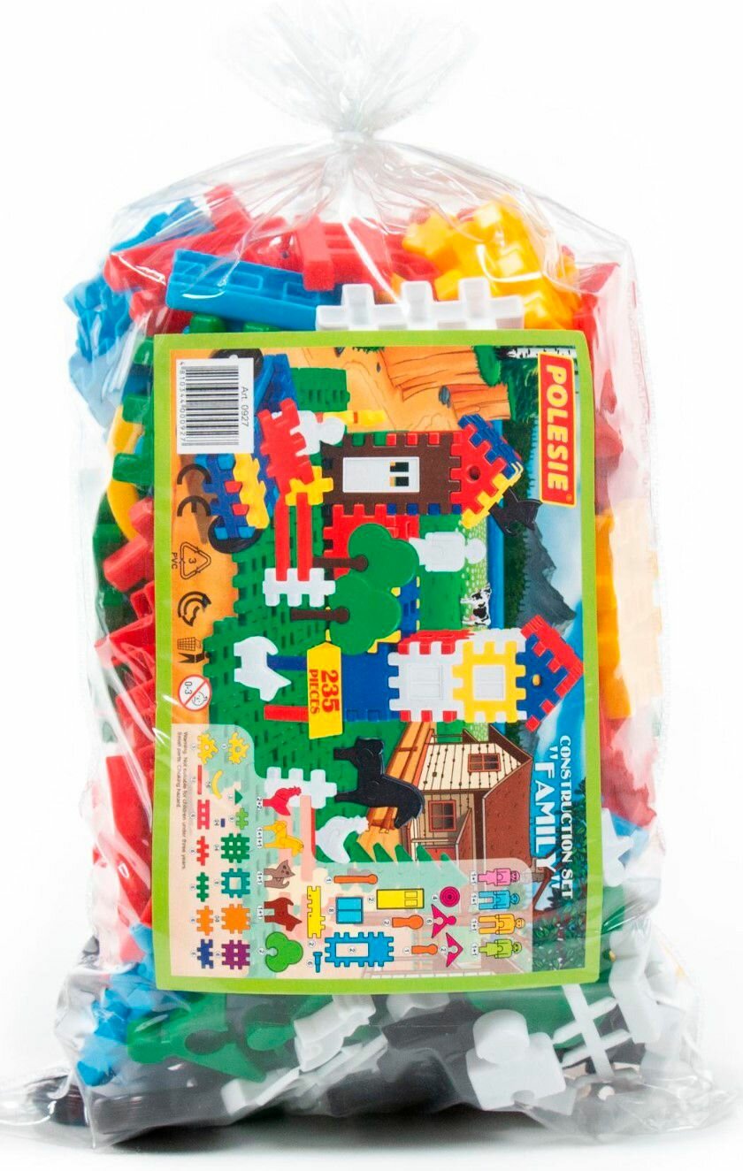 Конструктор пластиковый "Семья" для детей, развитие мелкой моторики и воображения, игровой набор из 235 цветных деталей в пакете