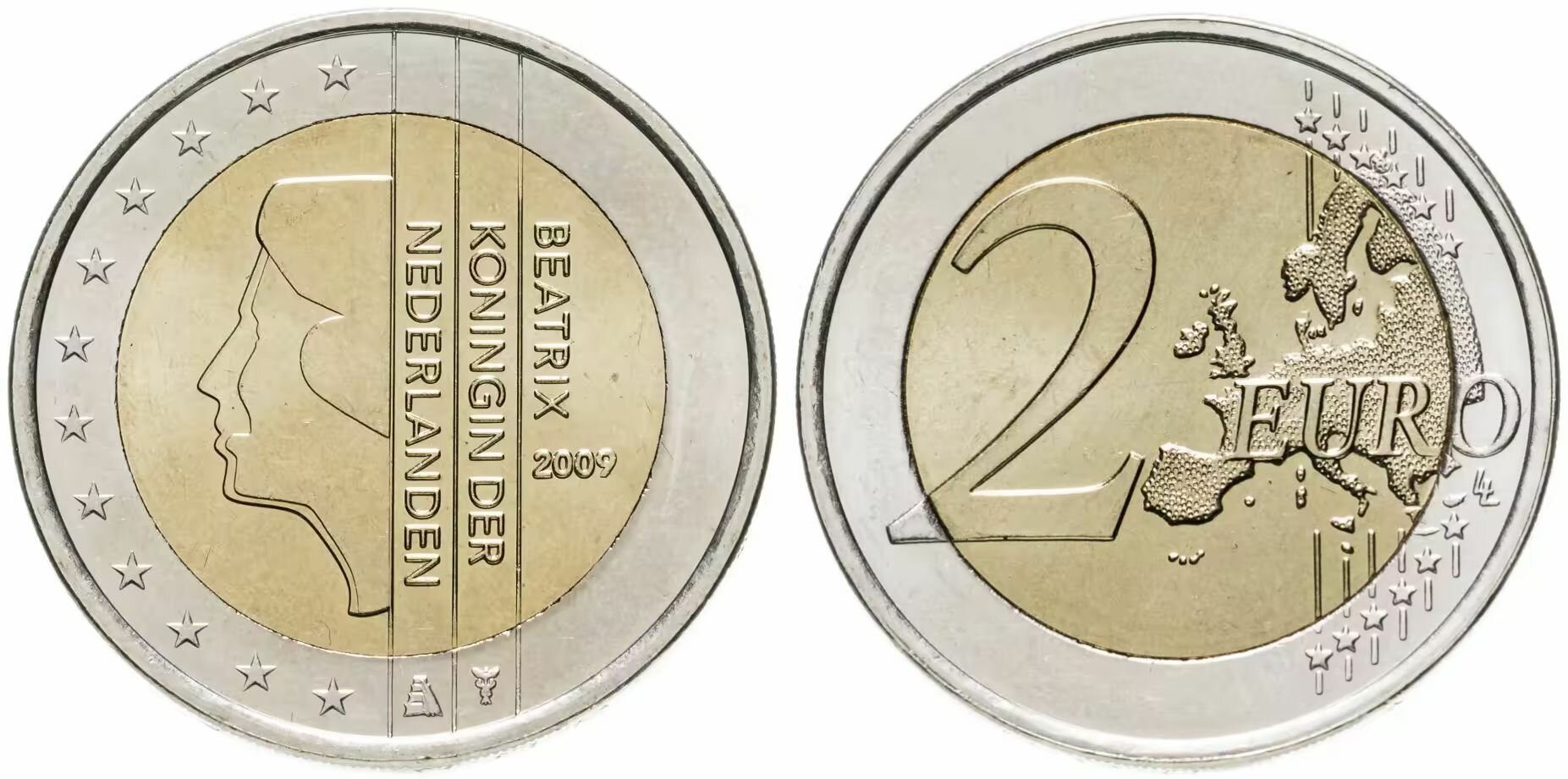 Нидерланды 2 евро, 1999-2006 королева Беатрикс XF