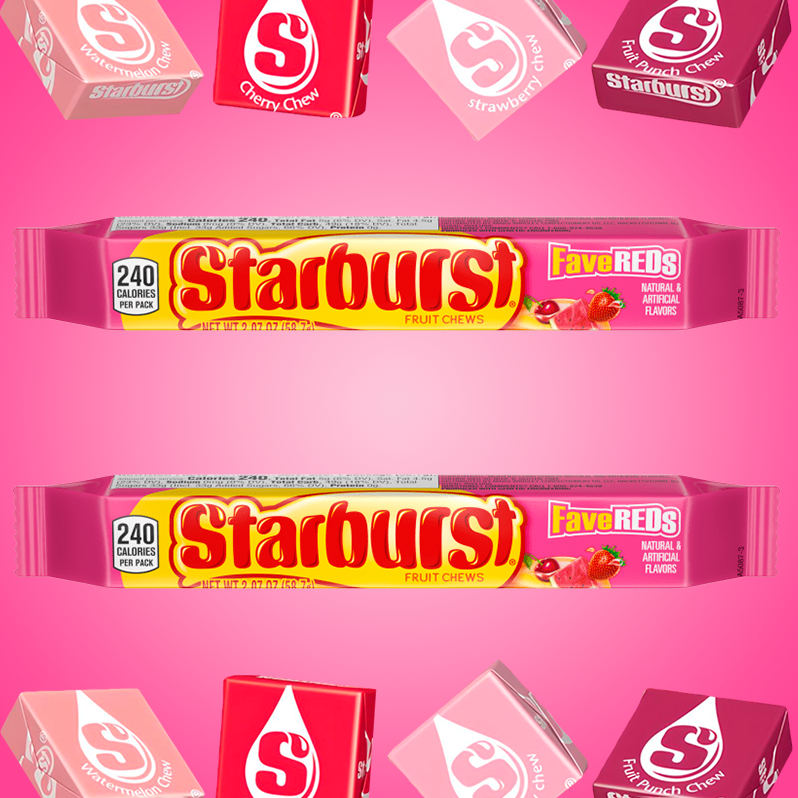 Жевательные конфеты Starburst FaveREDS со вкусом клубники, фруктового пунша, арбуза и вишни 2 шт. по 58 г США