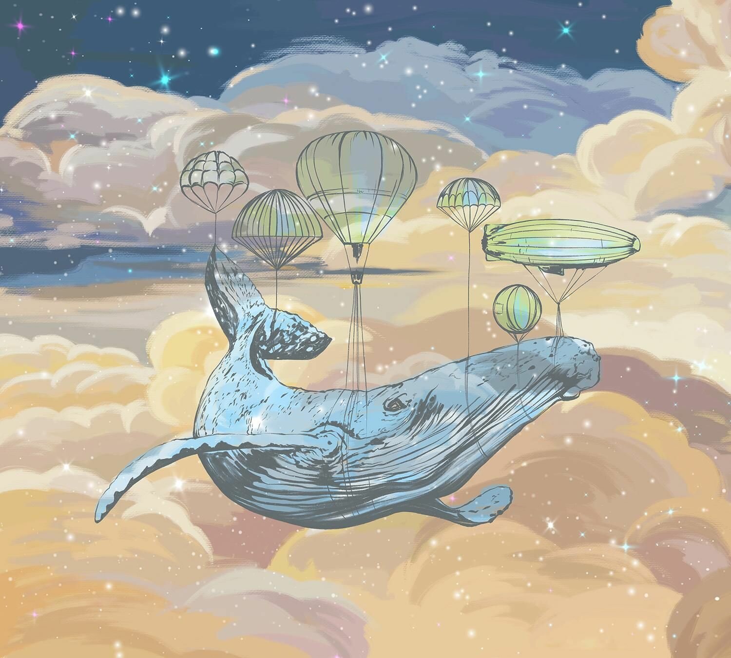 Фотообои/F коллекцияF-129 Кит в звёздном небе 300х270-1Divino