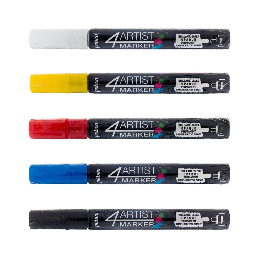 Набор художественных маркеров Pebeo 4Artist Marker, на масляной основе, 4 мм, 5 цветов