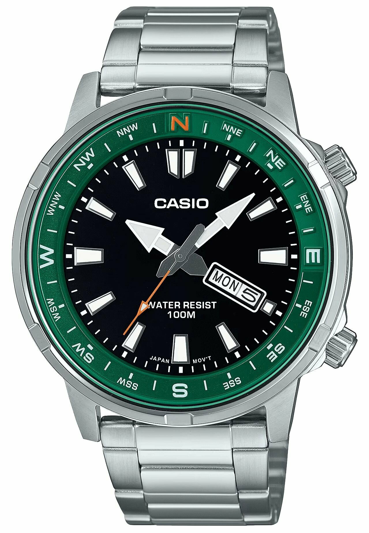 CASIO, черный, серебряный, зеленый, белый