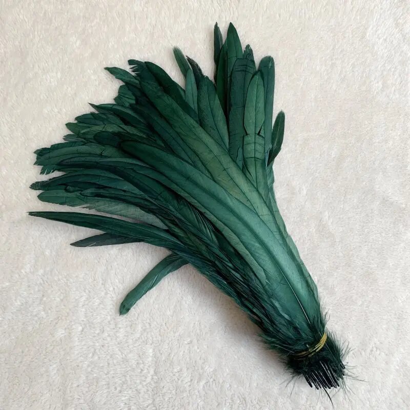 Петуховые хвостовые перья 100 шт, разноцветные Изумрудный, 30-35cm, Blackish Green
