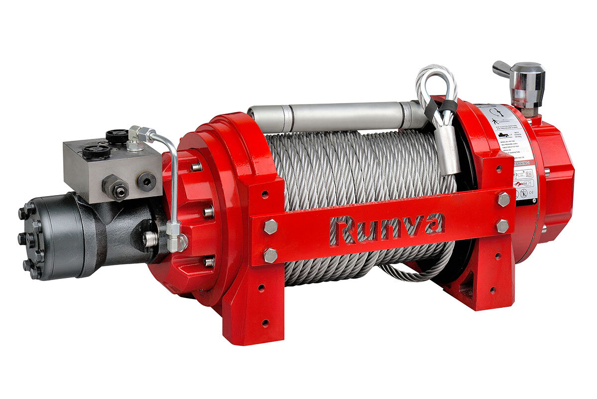 Лебёдка гидравлическая Runva 15000 lbs 6800 кг, стальной трос арт. HWV15000