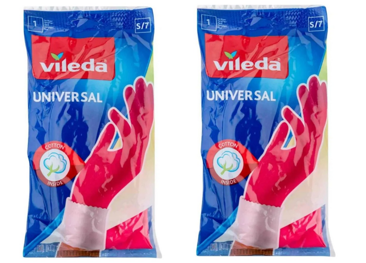 Vileda Перчатки Универсал с хлопком размер S, 2уп.